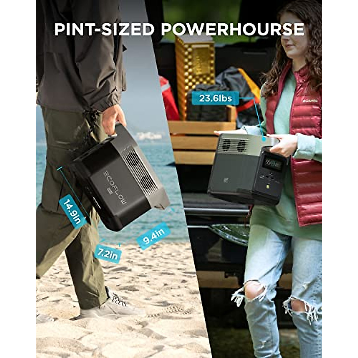 EF ECOFLOW Portable Power Station DELTA Mini, 882Wh Capacity, Solar Powered Generator for Outdoor, Emergency, Home Backup, RV(Solar Panel Not Included)