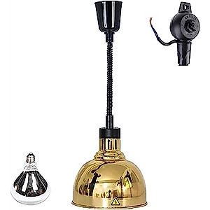 LINKANRUO Commercial Food Heat Lamp Warmer, Food Warmer Lamp Telescopic, Food Heat Lamp Hanging Food Warmer Lamp Buffet Food Heat Preservation Chandelier Restaurant Equipment Lamps(Gold)