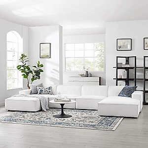 Modway Restore 6-Piece Upholstered Sectional Sofa in White
