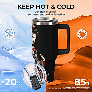 Japanese Geisha Tattoo 40 Oz Tumbler with Handle And Straw Lid Insulated Travel Coffee Mug Large Capacity Car Cup