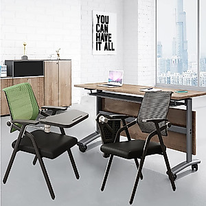 Folding Chair with Desk Attached Adults,Tablet Arm Chair Mesh Office Chair with Lumbar Support,Computer Desk Chair with Tablet Arm Writing Board Table Chair (Color : Blue)