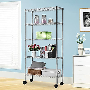 Karl home 5 - Wire Shelving Unit with Wheels, Adjustable Shelves Metal Storage Rack for Kitchen/Bathroom/Garage/Pantry Closet Organization, 1100LBS Capacity, 35’’L x 14’’W x 65’’H