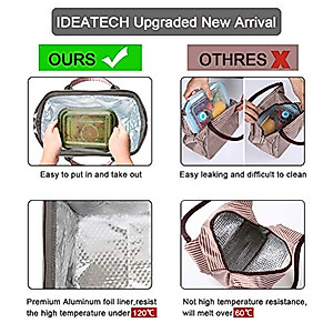IDEATECH Insulated Lunch Bag, Reusable Lunch Bags for Women, Pink Cute Lunch Cooler Bag, Leak Proof Tote Bag with Adjustable Shoulder Strap for Women Work, Office, Picnic, Beach(Pink)