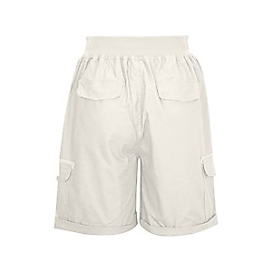 XUNRYAN Women Cargo Shorts Loose Fit High Waisted Summer Casual Workout Running Gym Athletic Shorts with Pockets White