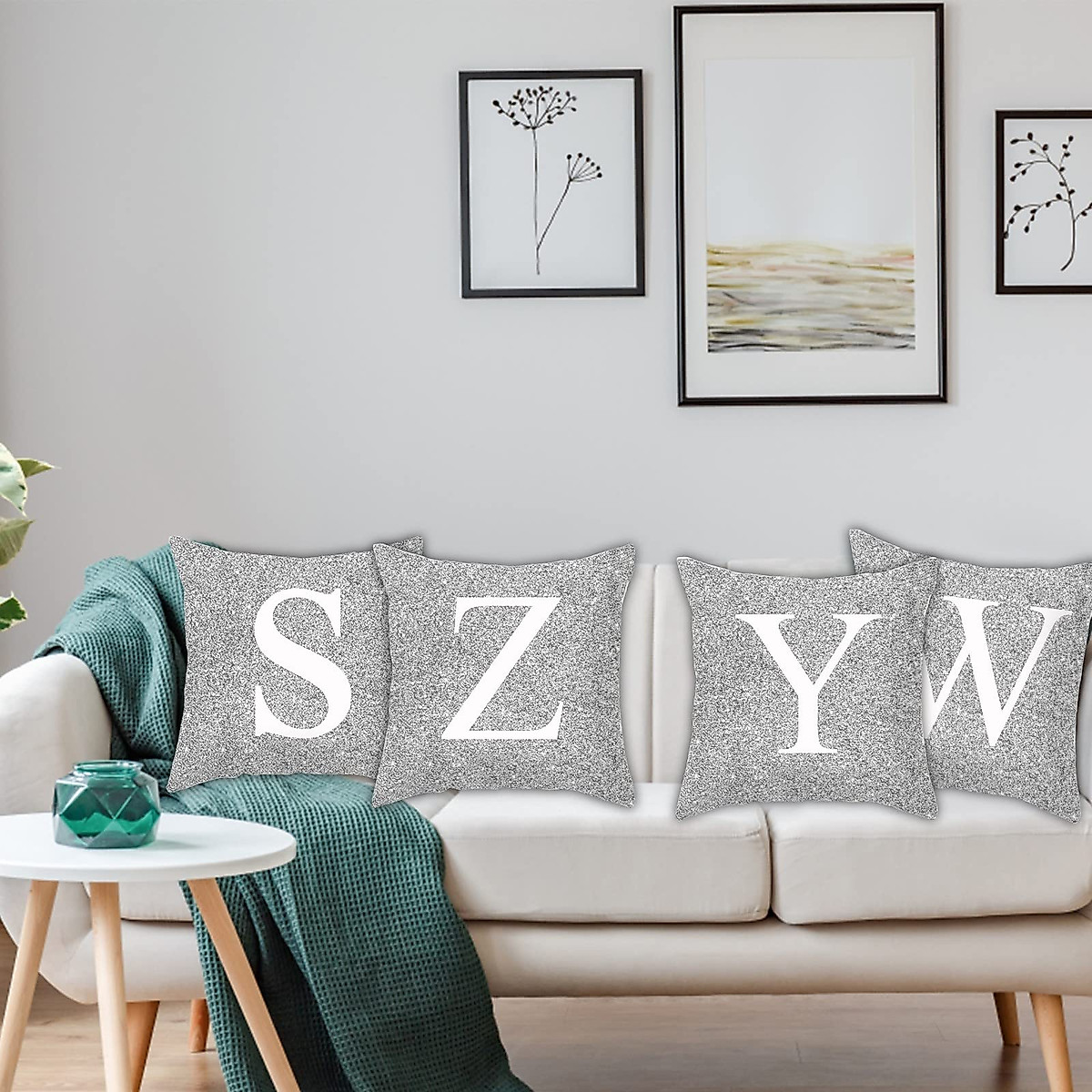 TUNKENCE Decorative Throw Pillow Covers Initial Throw Pillows 18x18 Home Decor Letter Cushion English Alphabet Pillowcases for Sofa Couch Bed,Decorative Soft Cushion Cases, 18x18Inch Clearance