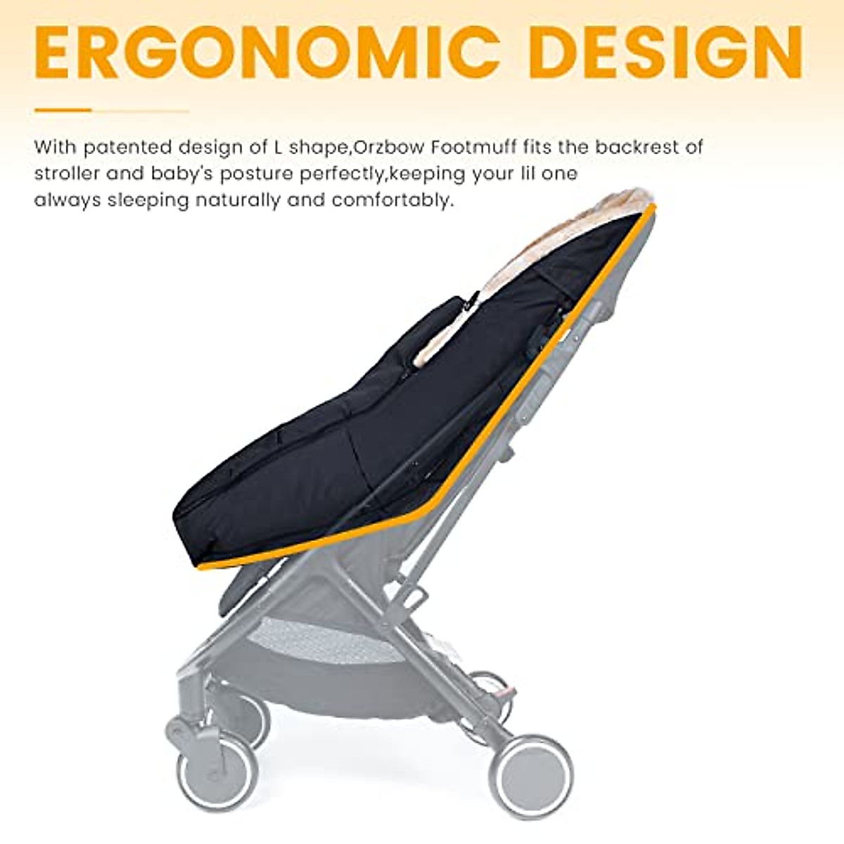 Orzbow Wool Warm Bunting Bag Universal,Suitable below 5 ℃,For Alaska,Stroller Sleeping Bag Cold Weather,Waterproof Toddler Footmuff (Black)