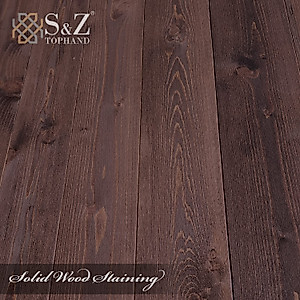 S&Z TOPHAND® 36 in x 84 in Brown British Brace Knotty Barn Door with 6.6FT Sliding Door Hardware Kit/Double -Sided Door Handle/Solid Wood/Double Surfaces/Simple Assembly is Required