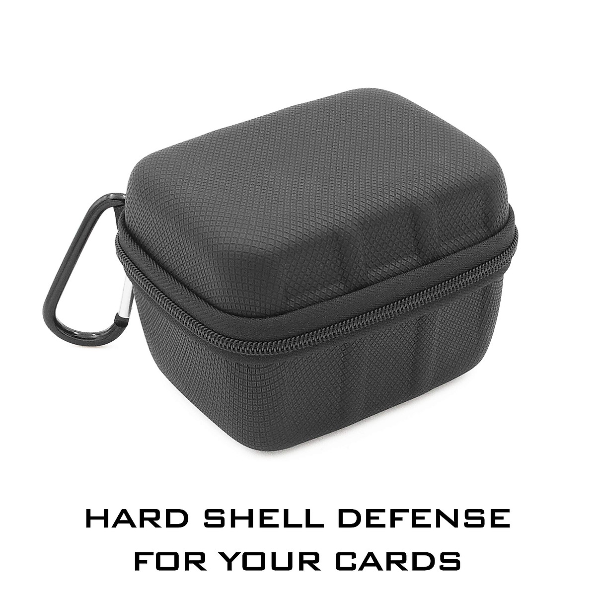 CASEMATIX Card Deck Box for Up to 200 Cards - Hard Shell Playing Card Case with Non-Scratch Fabrics and Metal Carabiner Compatible with Magic The Gathering and Other TCGs, Case Only