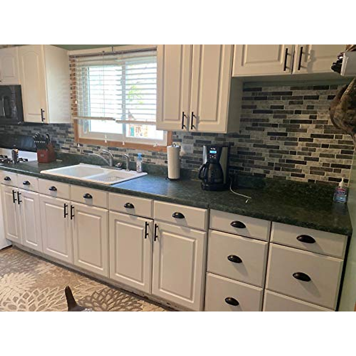 Ravinte 10 Pack 3" Drawer Pulls Flat Black Cabinet Cup Pulls Kitchen Hardware Cabinet Handles Drawer Handles Knobs 3 inch Hole Center