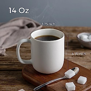 AmorArc 14oz Coffee Mugs Set of 6, Ceramic Coffee Mugs with Large Handle & Wavy Rim for Latte/Hot Cocoa/Tea, Stylish Coffee Mugs for Men Women. Dishwasher&Microwave Safe, Matte White