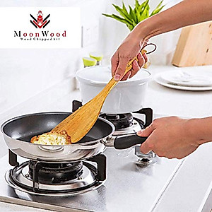 Wooden Spatula for Cooking - 12 Inch Premium Utensils Long Handled, Kitchen Spurtle Set Ideal for Pan and Wok - Wood Turner, Corner Spatula, Spoons, Scraper, Frying Pack of 2