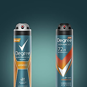 Degree Men Advanced Antiperspirant Deodorant Dry Spray Adventure 72-Hour Sweat and Odor Protection Deodorant For Men With MotionSense Technology, 3.8 Ounce (Pack of 3)