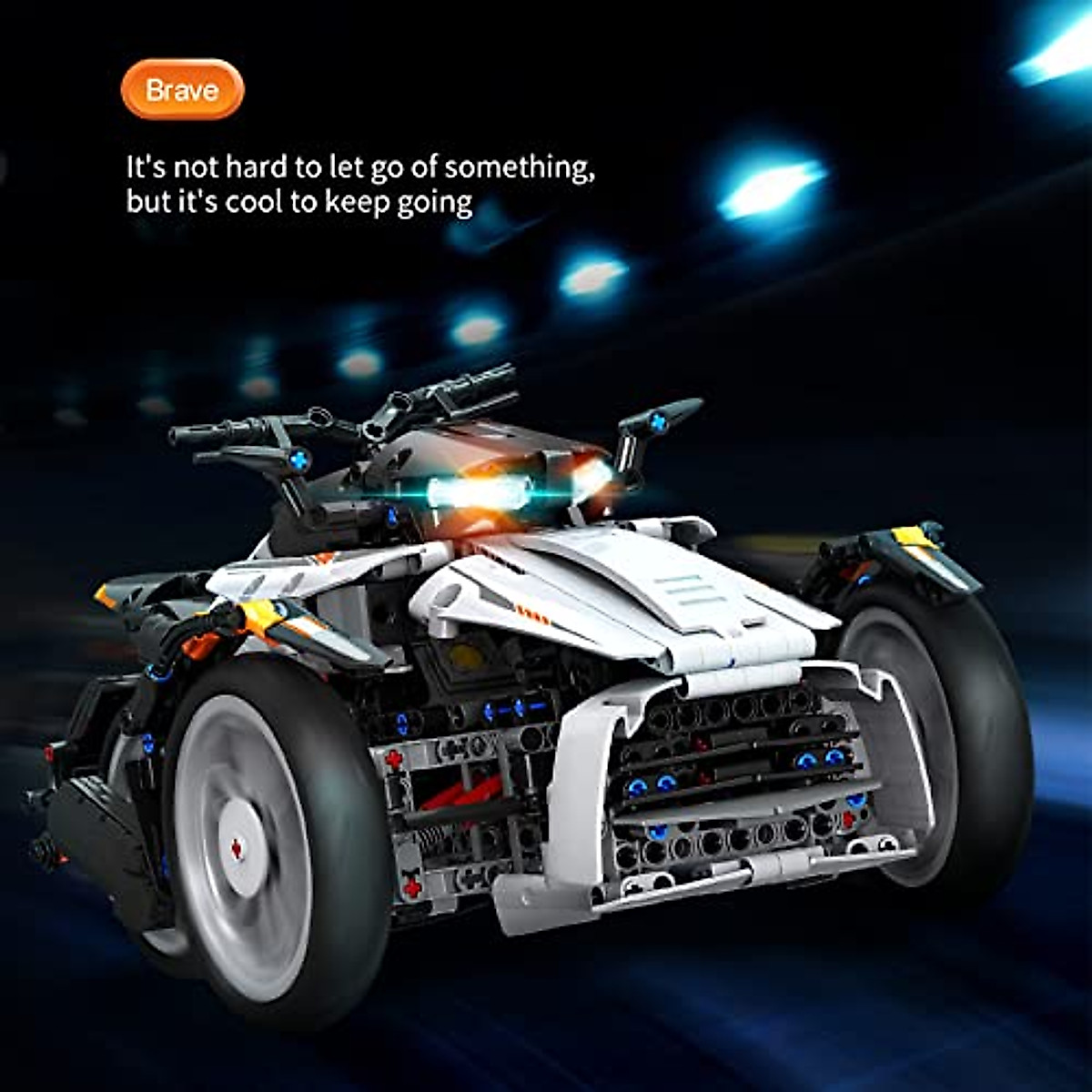 ZYLEGEN Motorcycle MOC Technic Building Blocks kit,3 Wheels Motorcycle Model Kit,Racing Roadster,Collectible Kits Motorcycle Model Set and Superbike Toy (1228PCS)