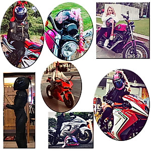 3T-SISTER Helmet Pigtails Wine Red Rose Helmet Braids Ponytail Helmet Hair with Suction Cup for Motor Bike 1PCS 24inch Ombre Black to Wine Red (Helmet not Included)