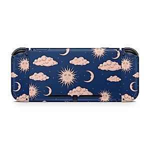 Tacky Design Clouds Skin Compatible with Nintendo Switch Skin Wrap Cover, Sun & Moon Skin for Nintendo Switch Stickers, Premium Vinyl 3M Full Wrap Decal