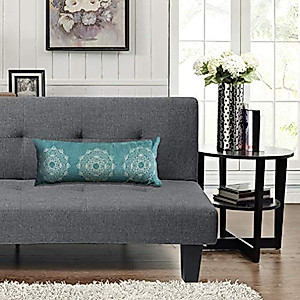 LR Home Ornate Tri-Medallion Throw Pillow, 14" x 36", Teal/Cream