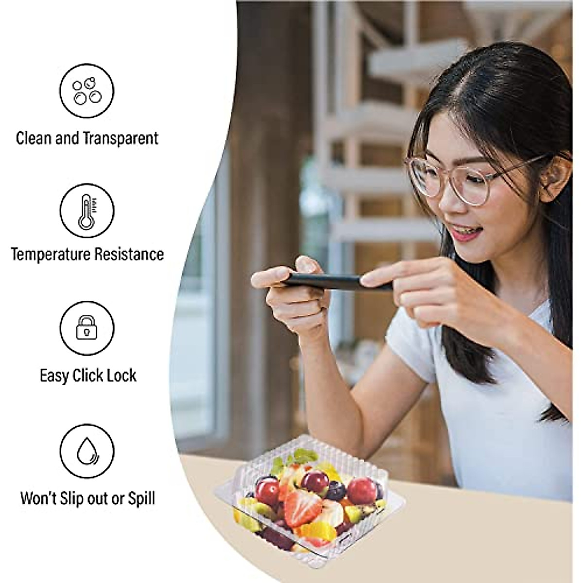 Goiio 200 Pcs Clear Plastic Take out Containers, in Disposable Clamshell Dessert Container with Lid, for Salads, Sandwiches, Hamburgers