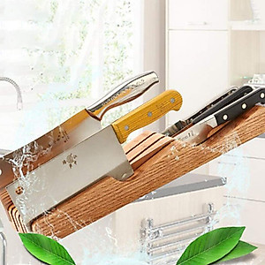 Hemoton Kitchen Knife Block Wood Drawer Knife Organizer Bamboo in Drawer Knife Holder Tray Knives Storage Rack Chopping Knife Stand for Home