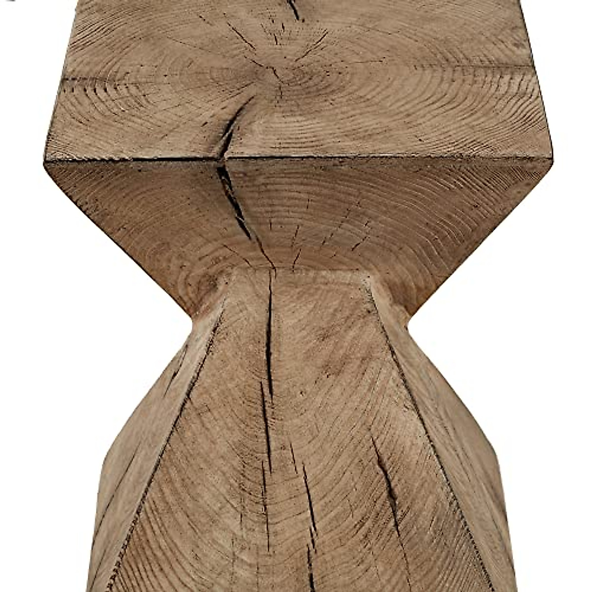 Ball & Cast Faux Wood Stump End Table Concrete Accent Side Table MgO Sofa Table Stand Stool, Natural Set of 1