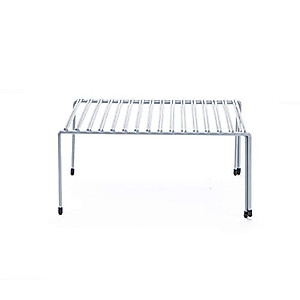 Mind Reader Expandable Counter and Cabinet Shelf, Kitchen Pantry Rack, Multi-Purpose Storage and Organization, for Bedroom, Bathroom, Silver, 10.5" L x 11.5" W x 5.75" H