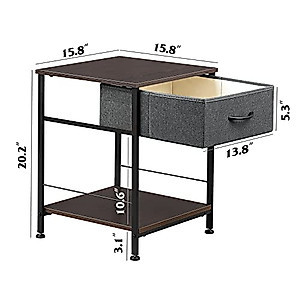 WLIVE 1-Drawer Nightstand and 5-Drawer Dresser Set, Fabric Dresser, Storage Organizer Unit with Fabric Bins for Closet, Living Room, Hallway, Nursery, Steel Frame, Wood Top, Dark Grey