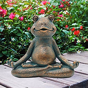 Nacome Meditating Frog Miniature Figurine,Zen Yoga Frog Garden Statue Ornament- Indoor/Outdoor Garden Sculpture for Fairy Garden,Home, Patio,Deck,Porch Yard Art Decoration,5 inch(Copper)