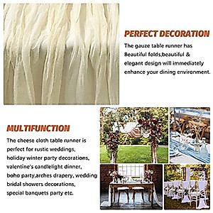 Nialnant Table Runner 35 X 160 Inch Beige Cheesecloth Table Runner for Wedding Reception,Rustic Table Runners for Boho Party,Holidays,Bridal Showers Decorations