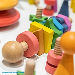 TickiT - 74003 Rainbow Wooden Shape Twister - 7 Shapes and Colors - For Ages 18m+ - Loose Parts Wooden Toys for Toddlers and Preschoolers