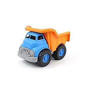 Green Toys Dump Truck, Blue/Orange - Pretend Play, Motor Skills, Kids Toy Vehicle. No BPA, phthalates, PVC. Dishwasher Safe, Recycled Plastic, Made in USA.,Gold/Blue, 10"X7.5"x6.75"