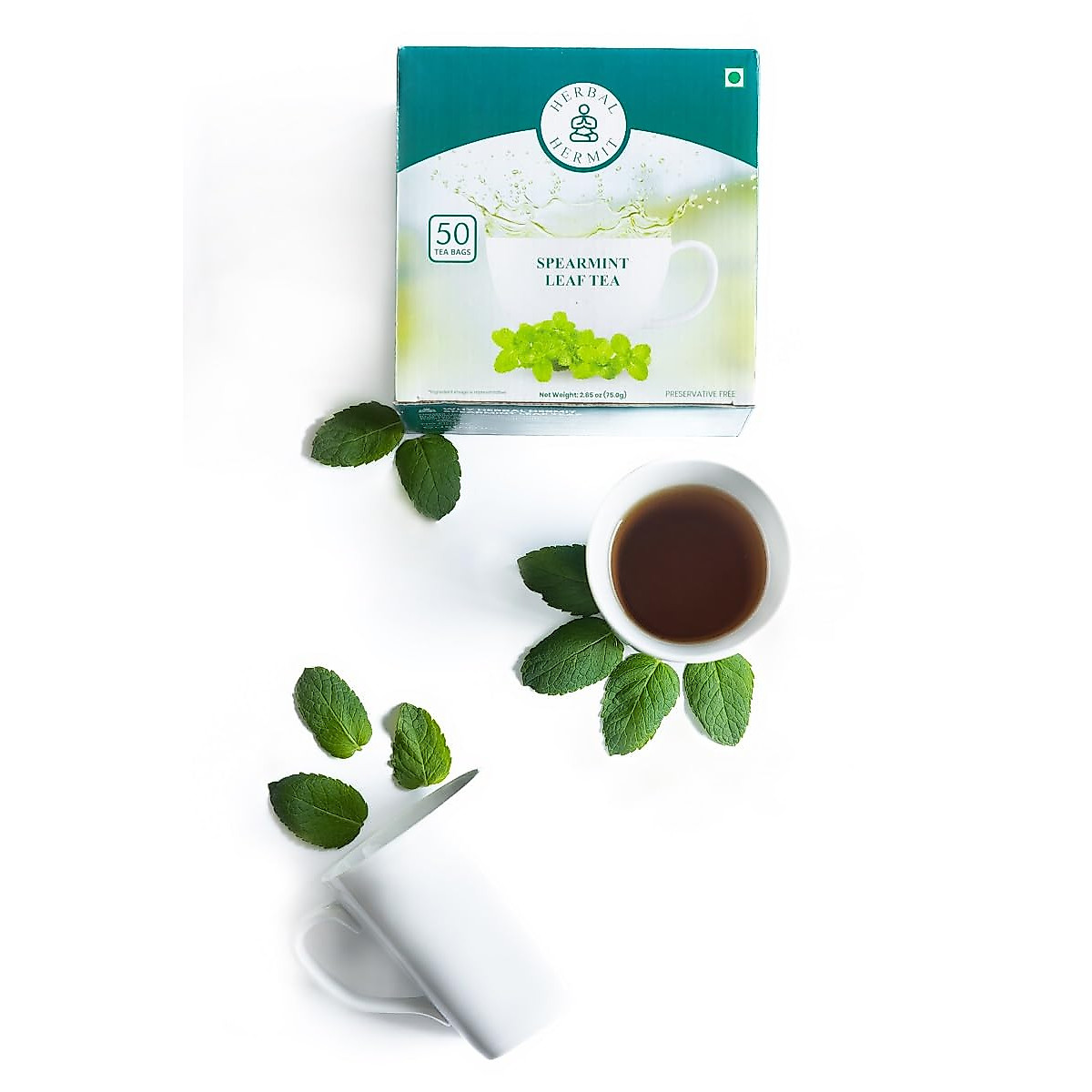 Spearmint Tea (50 Tea Bags) with Natural Spearmint Leaves Herbal Tea in Caffeine Free Easy to Use Tea Bags
