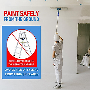 Multi-Angle Paint Brush Extender, Extension Pole Attachments for Paint Brushes and Rollers, with Rotating Head, Great for High Ceilings, Corners, Edges