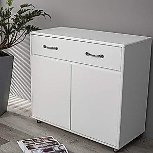 GLCHQ Storage Drawer File Cabinet nightstand Side Cabinet Cupboard Sideboard for Office or Living Room Kitchen Room (Two Doors, White)