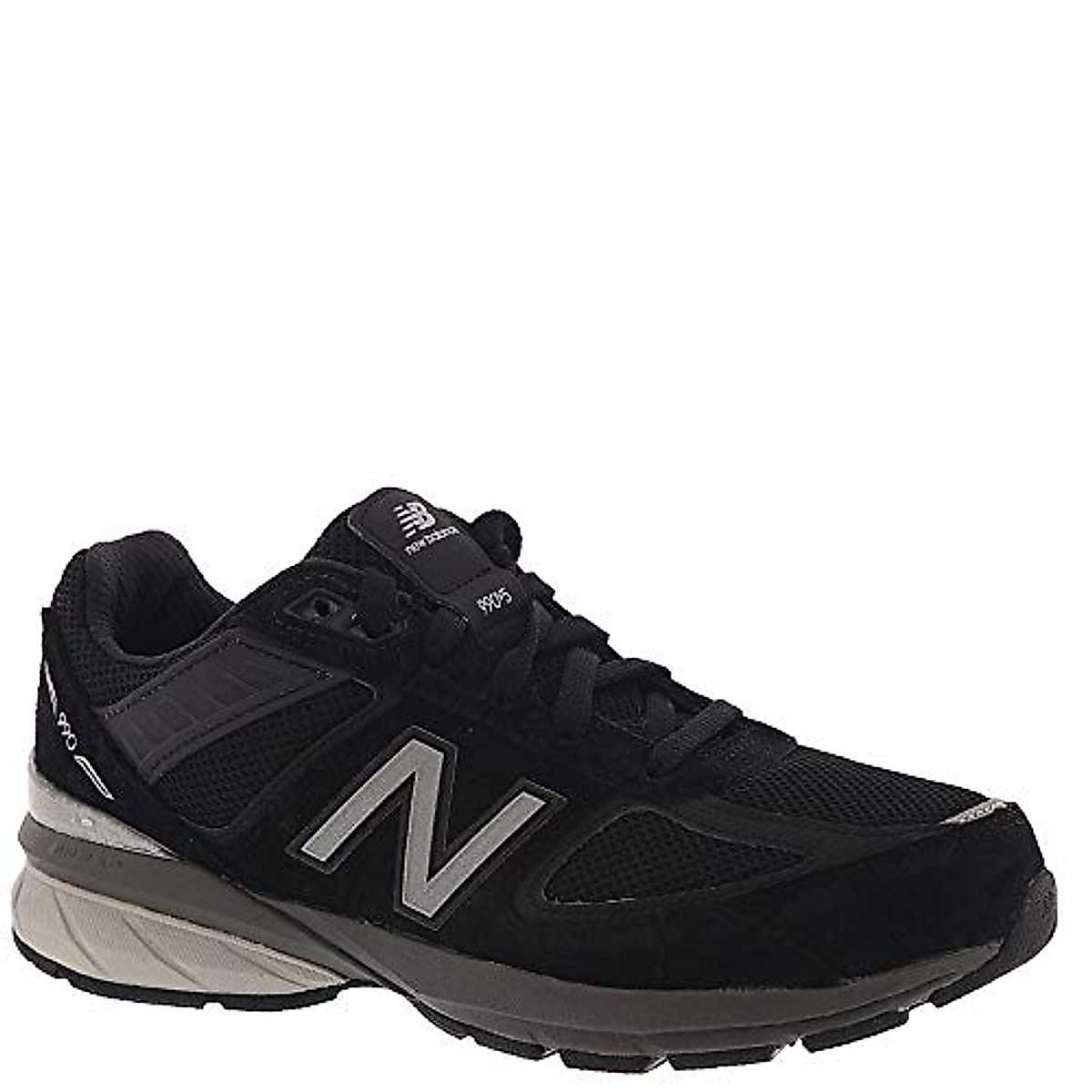 New Balance 990 V5 Lace-Up Sneaker, Black/Silver, 4 Wide US Unisex Big_Kid