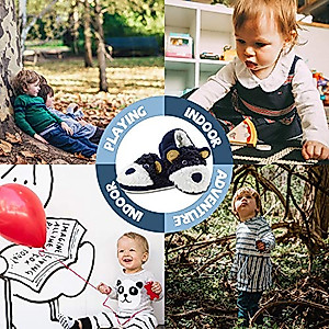 LA PLAGE Kids Boys Girls Cartoon Bear Slippers with Cozy Memory Foam Slip On Indoor Outdoor Little Kids House Slippers 1-2 US Black