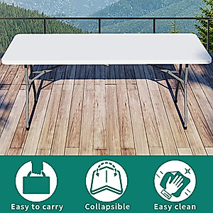 YITAHOME Folding Tables Heavy Duty Folding Table 6ft with Carrying Handle Plastic Fold up Table for Outdoor Camping Picnic Parties/Indoor Events White