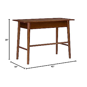 Linon Melissa Mid-Century Walnut Desk, 42" W x 19" D x 30" H