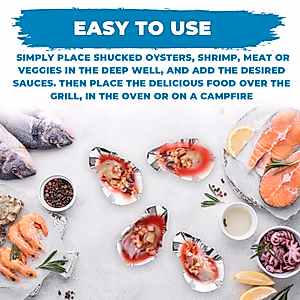 CIRAVI Stainless Steel Oyster Shells - 6 Piece Reusable Set - Flat Bottomed Shells - For Grilling or Cooking - Great for All Kinds of Seafood