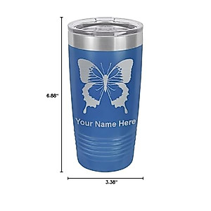LaserGram 20oz Vacuum Insulated Tumbler Mug, Swallowtail Butterfly, Personalized Engraving Included (Dark Blue)