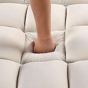 Verfur 3 in 1 Multi-Functional Futon Couch Pull Out Sleep, 2 Seater Convertible Loveseats Sofa with Adjustable Backrest,Comfy Upholstery Sofacama Sofabed, White 55.3" w/Cupholders and USB Charge Ports