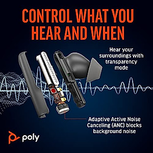 Poly Voyager Free 60 UC True Wireless Earbuds (Plantronics) – Noise-Canceling Mics for Clear Calls – ANC – Portable Charge Case – Compatible w/iPhone, Android, PC/Mac, Zoom, Teams – Amazon Exclusive