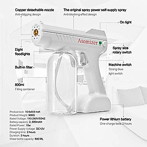 Oriflame Steam Gun, Handheld Rechargeable Nano Atomizer 27oz Large Capacity ULV Electric Sprayer Nozzle Adjustable Fogger for Home, Office, School or Garden
