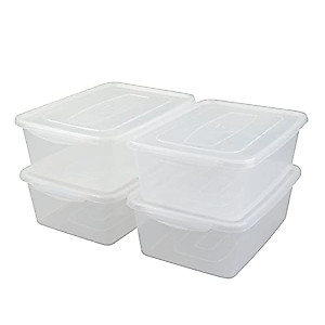 Hommp 4-Pack 14 L Clear Storage Box, Plastic Storage Bin
