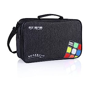 Professional Speed Cube Storage Bag with Individual Compartments for Timer/Cubes/Cup/ Mat Supplies- Black Satchel Shoulder Bag Carry Case Perfect for Competitions- from MRC