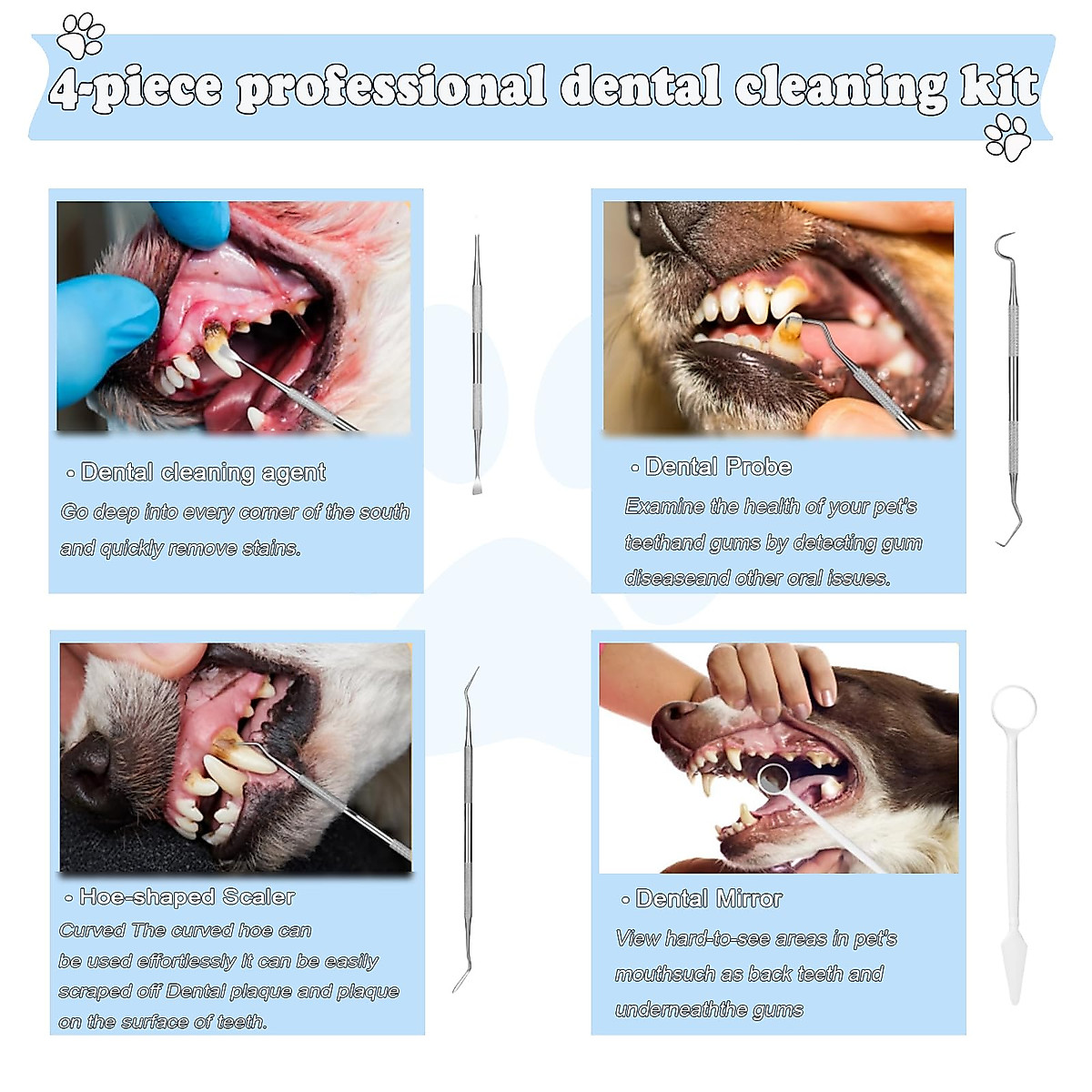 FZChenrry Plaque Remover for Teeth,Pet Ultrasonic Cleaner,Teeth Cleaning Kit for Tartar and Stains,5 Modes with Dental Tools Scaler Scraper