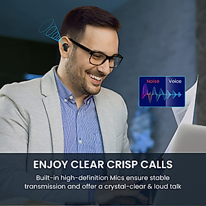 HAYLOU GT5 True Wireless Earbuds, Bluetooth Headphones with Wireless Charging Case and Mic for iPhone Android, Low-Lantecy Game Mode, Clear Sound, in-Ear Stereo Earphones for Work/Home (Black)