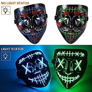 Halloween Scary Mask LED Mask LED Purge Mask [3PACK] LED Light Up Mask EL Wire Light Up for Festival Cosplay Halloween Costume Halloween Festival Party.