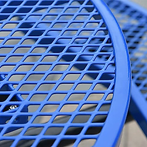 HONOOR Expanded Metal Picnic Table for Outdoors Lifetime Picnic Table with Umbrella Hole,Heavy Duty Sturdy Commercial Picnic Tables for Garden Courtyard BBQ, Round 46 inch Blue (ASW333)