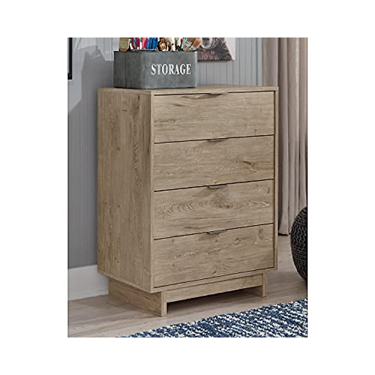Signature Design by Ashley Oliah Contemporary 4 Drawer Chest of Drawers, Natural Wood Grain