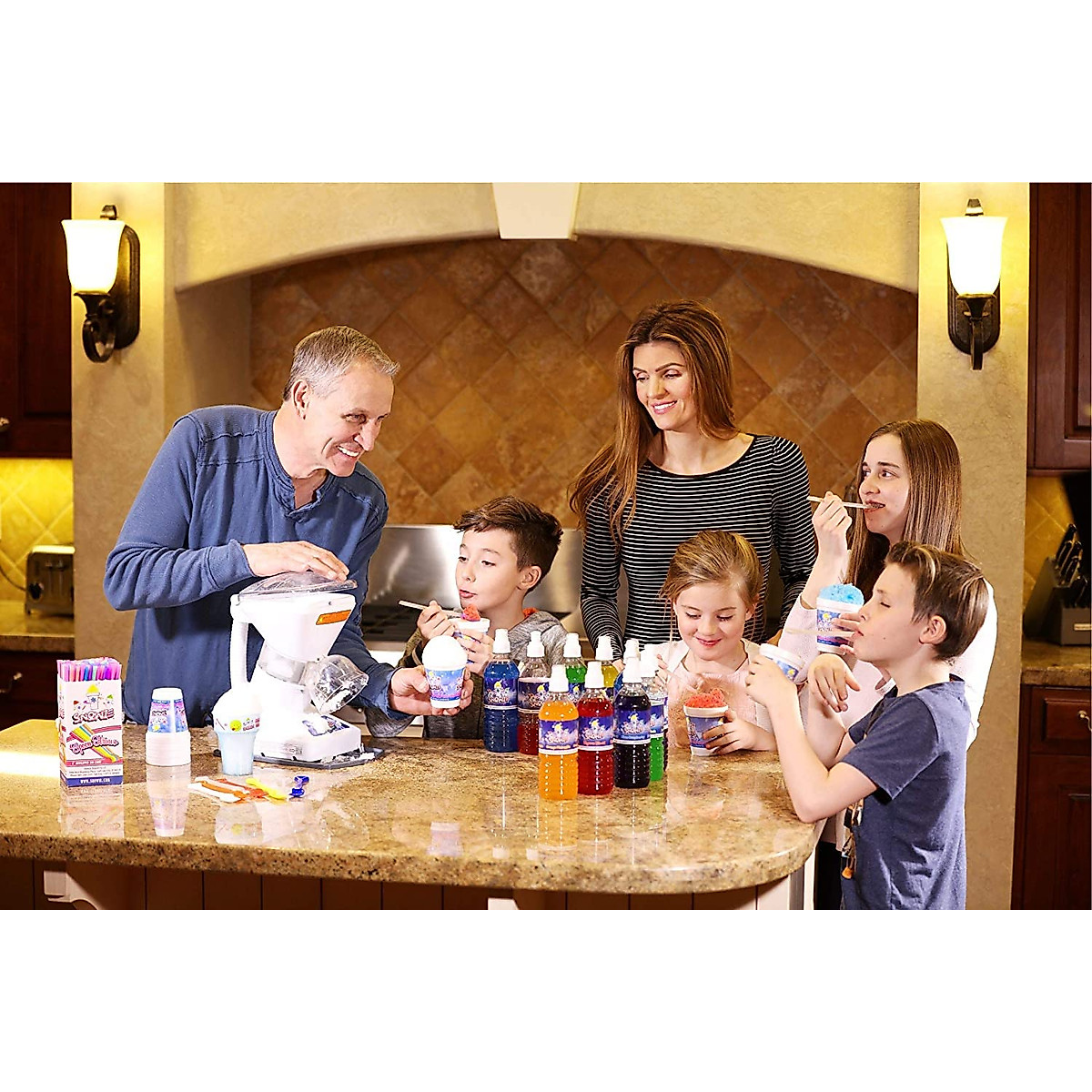 SNOWIE - Little Snowie Max Snow Cone Machine - Premium Shaved Ice Maker, with Powder Sticks Syrup Mix, 6-Stick Kit, Black