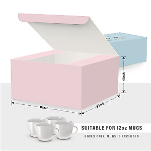 easykart labels 10 Christmas Gift Box 8x8x4 Inch, Holiday Gift Boxes with Lid, Pink & Blue Pastel Colour with Foiling Effect, Boxes for wrapping gift